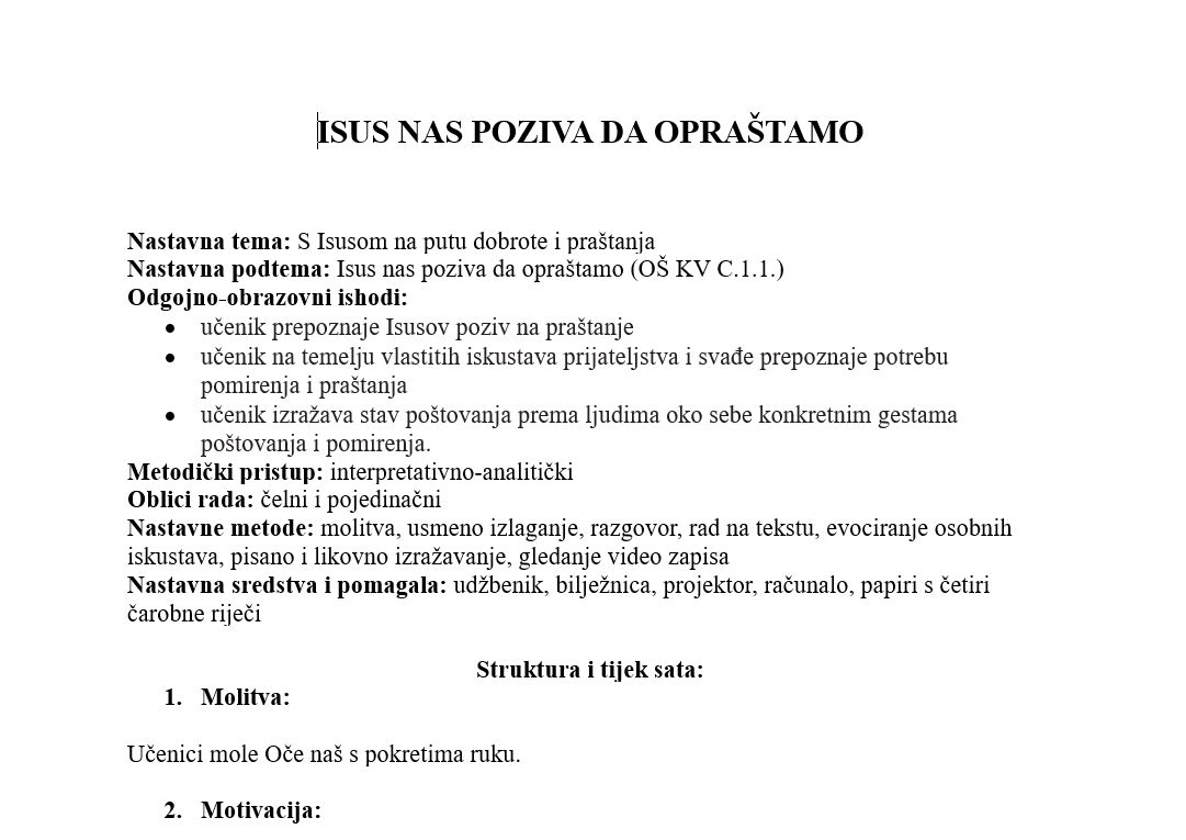 Isus nas poziva da opraštamo (priprema RR i TV) - Katehetski ured SMN